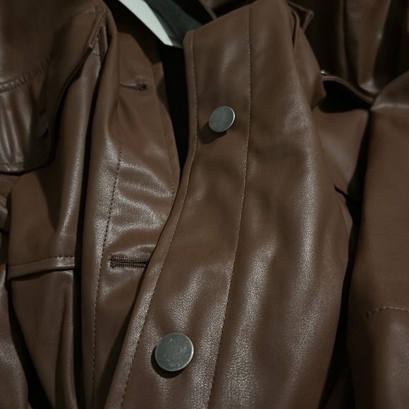 Vigoss | Jackets & Coats | Nwt Vigoss Faux Leather Shacket Chocolate ...
